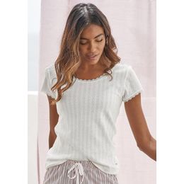 s.Oliver Pyjamaoberteil braun Gr. 40/42 f&uuml;r Damen. Mit Rundhals. Figurbetont. Nachhaltig.