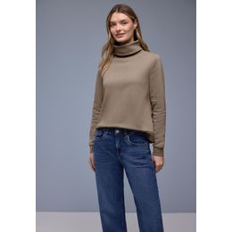 Sweater Street One, Damen, Gr. 38, light terra mocha, Sweatware, Obermaterial: 85% Baumwolle, 15% Polyester, unifarben, normal h&uuml;ftbedeckend, Rundhals, B&uuml;ndchen, Sweatshirts Sweater, mit Stehkragen