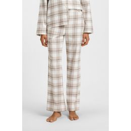 Pyjamahose BOSS "Holiday", Damen, Gr. L, N-Gr, open wei&szlig; 120, Jersey, Obermaterial: 55% Baumwolle, 45% Viskose, kariert, Basic, normal lang, Hosen Pyjamahose, normale PAssform, kariert, elastischer Bund