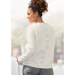 ELBSAND Sweatshirt 'Raina' wei&szlig; Gr. M (38) f&uuml;r Damen. Rundhals und Logodruck. Figurumspielend. Nachhaltig.