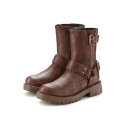 Lascana Bikerboots 'Stiefel, Stiefelette,' braun Gr. 40 f&uuml;r Damen. Mit Zierschnallen