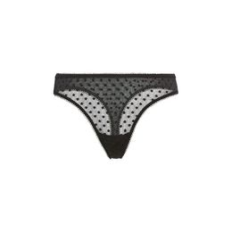 LSCN BY LASCANA String schwarz Gr. 44/46 f&uuml;r Damen. Mit Mesheinsatz, Spitzenkante