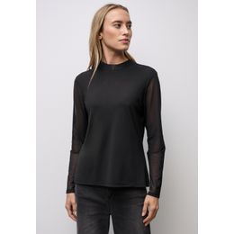 Langarmshirt Street One, Damen, Gr. 44, schwarz, Stoff, Obermaterial: 95% Polyester, 5% Elasthan. Futter: 100% Viskose, unifarben, comfort fit normal, Rundhals, abgesteppt, Shirts Langarmshirt, mit Turtleneck