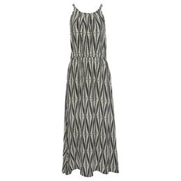 Lascana Maxikleid 'mit Alloverprint und Knopfleiste hinten, aus gewebter Viskose' mehrfarbig Gr. 40 f&uuml;r Damen. Amerikanischer Ausschnitt und Allover-