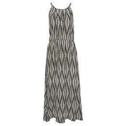Lascana Maxikleid 'mit Alloverprint und Knopfleiste hinten, aus gewebter Viskose' mehrfarbig Gr. 42 f&uuml;r Damen. Amerikanischer Ausschnitt und Allover-