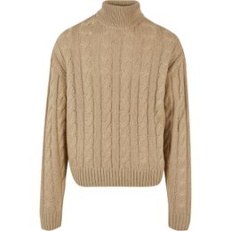 Rundhalspullover Urban Classics "Urban Classics Herren Boxy Roll Neck Sweater", Herren, Gr. M, wetsand, 100% Polyacryl, unifarben, oversize, herzf&ouml;rmiger Ausschnitt, Pullover Rundhalspullover