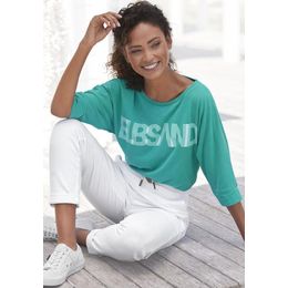 ELBSAND 3/4-Arm-Shirt 'Irja' mehrfarbig Gr. S (36) f&uuml;r Damen. Rundhals und Logodruck. Figurumspielend. Nachhaltig.