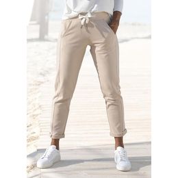 ELBSAND Sweathose 'Brinja' beige Gr. L (40) f&uuml;r Damen. Mit Logodruck. Figurumspielend. Nachhaltig.
