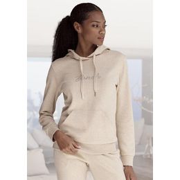 BENCH. LOUNGEWEAR Kapuzensweatshirt beige Gr. 36/38 f&uuml;r Damen. Mit Logostickerei, Logoschriftzug. Bequem. Nachhaltig.