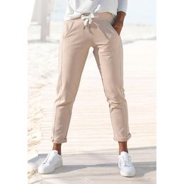 ELBSAND Sweathose 'Brinja' beige Gr. S (36) f&uuml;r Damen. Mit Logodruck. Figurumspielend. Nachhaltig.