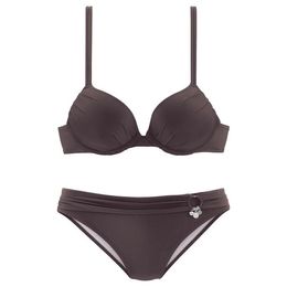 s.Oliver Set: Push-Up-Bikini 'Tonia' braun Gr. 34 Cup C. Mit Zierperlen. Mit B&uuml;gel