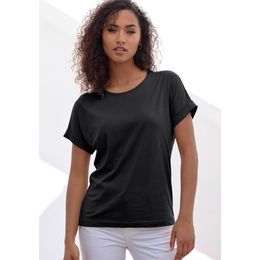 Copenhagen Studios T-Shirt 'mit dezentem Logoprint hinten' schwarz Gr. XS (34) f&uuml;r Damen. Rundhals und Logodruck. Bequem. Nachhaltig.
