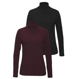 Lascana Stehkragenshirt 'aus weichem Viskose-Stretch' mehrfarbig Gr. 32/34 f&uuml;r Damen. Mit hoch geschlossener Ausschnitt. K&ouml;rpernah. Nachhaltig.