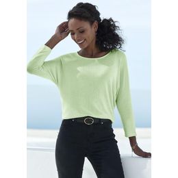 Lascana 3/4-Arm-Shirt gr&uuml;n Gr. 40/42 f&uuml;r Damen. Mit Rundhals. L&auml;ssig Geschnitten. Nachhaltig.