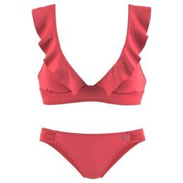 JETTE Set: Triangel-Bikini 'Volant' rostrot Gr. 38 Cup C/D. Mit R&uuml;schen. Ohne B&uuml;gel