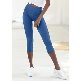 Lascana Caprileggings blau Gr. 52/54 f&uuml;r Damen. Mit Logodruck. Basic. Nachhaltig.