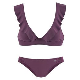 JETTE Set: Triangel-Bikini 'Volant' rot Gr. 42 Cup C/D. Mit R&uuml;schen. Ohne B&uuml;gel