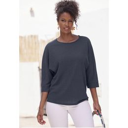 Vivance 3/4-Arm-Shirt 'aus b&uuml;gelfreier Cr&ecirc;pe-Qualit&auml;t' blau Gr. 40/42 f&uuml;r Damen. Mit Rundhals. L&auml;ssig Geschnitten. Nachhaltig.