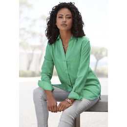 Lascana Hemdbluse apfelgr&uuml;n Gr. 40 f&uuml;r Damen. Mit V-Ausschnitt. Figurumspielend