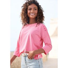 ELBSAND 3/4-Arm-Shirt 'Veera' mehrfarbig Gr. XL (42) f&uuml;r Damen. Rundhals und Logodruck. Figurumspielend. Nachhaltig.