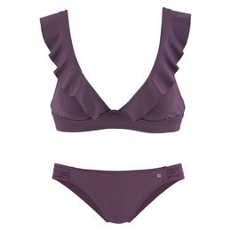 JETTE Set: Triangel-Bikini 'Volant' rot Gr. 32 Cup A/B. Mit R&uuml;schen. Ohne B&uuml;gel