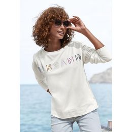ELBSAND Sweatshirt 'Alma' wei&szlig; Gr. L (40) f&uuml;r Damen. Rundhals und Logostickerei. Figurumspielend. Nachhaltig.