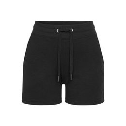 BENCH. LOUNGEWEAR Sweatshorts schwarz Gr. 36/38 f&uuml;r Damen. Mit Logostickerei. Bequem. Nachhaltig.