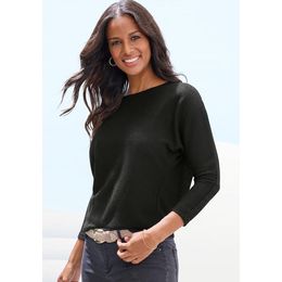 Vivance Langarmshirt 'aus luftigem Strukturstrick' schwarz Gr. 40/42 f&uuml;r Damen. Mit Rundhals. Bequem. Nachhaltig.