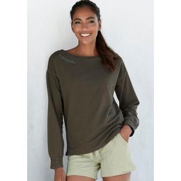 BENCH. LOUNGEWEAR Sweatshirt gr&uuml;n Gr. 32/34 f&uuml;r Damen. Mit Logodruck. Nachhaltig.