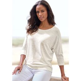 Lascana 3/4-Arm-Shirt 'mit modischem Zebra-Muster' beige Gr. 40/42 f&uuml;r Damen. Mit Rundhals. Bequem. Nachhaltig.
