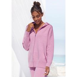 ELBSAND Strickjacke Rosa Gr. 48/50 f&uuml;r Damen. Mit Logoschriftzug. Bequem. Nachhaltig.
