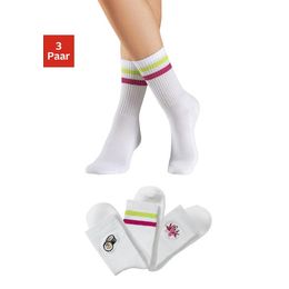 Lascana Tennissocken wei&szlig; Gr. 35-38 f&uuml;r Damen. Mit Stickereien. Elastisch. Nachhaltig.