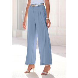Lascana Palazzohose 'mit weitem Bein aus weicher und leichter Webware' blau Gr. 46 f&uuml;r Damen. Figurumspielend