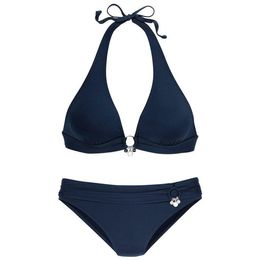 s.Oliver Set: Triangel-Bikini 'Tonia' blau Gr. 42 Cup C/D. Mit Zierperlen. Ohne B&uuml;gel