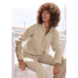 H.I.S. H.I.S Sweatshirt nougat Gr. 48/50 f&uuml;r Damen. Mit Rei&szlig;verschluss. Bequem. Nachhaltig.