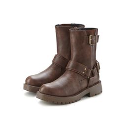 Lascana Bikerboots 'Stiefel, Stiefelette,' braun Gr. 41 f&uuml;r Damen. Mit Zierschnallen