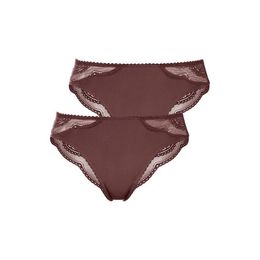 Lascana Brasilslip violett Gr. 32/34 f&uuml;r Damen. Mit Spitze. Nachhaltig.