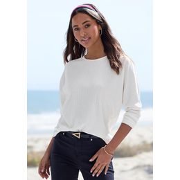 Vivance Langarmshirt 'in modischer Struktur-Optik' beige Gr. 32/34 f&uuml;r Damen. Mit Rundhals. Figurumspielend. Nachhaltig.