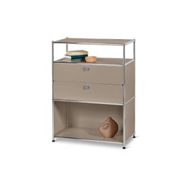 Tchibo - Kommode Metall &raquo;Cn3&laquo; mit 2 Schubladen - 77x40x102cm - taupe - Stahl / Aluminium / Kunststoff