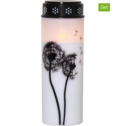 STAR TRADING 4er-Set: LED-Grablichter ''Dandelion'' in Wei&szlig;/ Schwarz - (H)21 x &Oslash; 7 cm - 15% | Kerzen-vasen