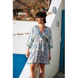 Isla Bonita by SIGRIS Kleid in Wei&szlig;/ Hellblau - 63% | Gr&ouml;&szlig;e S | Damen-kleider