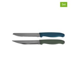 Fackelmann 2er-Set: Universalmesser "Elemanta" in Silber/ Blau/ Gr&uuml;n - (L)22,5 cm - 13% | Kuechenhelfer