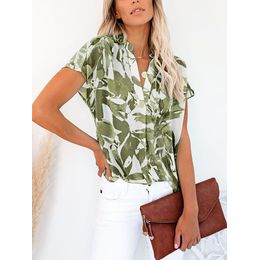 Milan Kiss Bluse in Khaki/ Wei&szlig; - 71% | Gr&ouml;&szlig;e L | Damen-blusen
