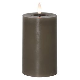STAR TRADING LED-Echtwachs-Kerze "Flamme Flow Pillar" in Taupe - (H)15 cm - 26% | Kerzen-vasen