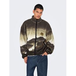 Only & Sons ONLY & SONS Fleecejacke "Blaze" in Hellbraun - 38% | Gr&ouml;&szlig;e L | Herren-pullover-sport
