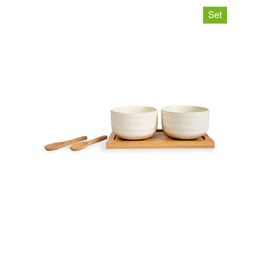 Sagaform 5tlg. Servier-Set ''Ellen'' in Beige/ Wei&szlig; - (B)17,5 x (H)6 x (T)9 cm - 21% | Aufbewahren-servieren
