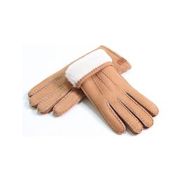 Kaiser Naturfellprodukte H&L Lammfell-Fingerhandschuhe in Beige - 37% | Gr&ouml;&szlig;e 8 | Damenhandschuhe