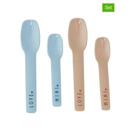 Design Letters 4er-Set: L&ouml;ffel "Mini Favourite" in Hellblau/ Beige - 30% | Baby-geschirr