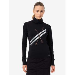 super.natural Funktionslongsleeve "Kryssede Ski" in Schwarz/ Wei&szlig; - 62% | Gr&ouml;&szlig;e S | Damen-outdoor-tops-shirts