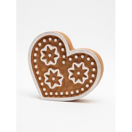 Samimi Blockdruck-Stempel ''Heart'' in Natur/ Wei&szlig; - (L)9 x (B)10 cm - 25% | Kreativbedarf-diy